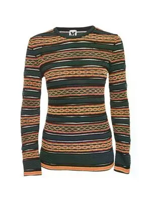 Missoni Multicolor Patterned Knit Crew Neck Long Sleeve Top