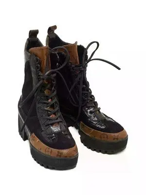 LOUIS VUITTON Laureate Monogram Combat Boots