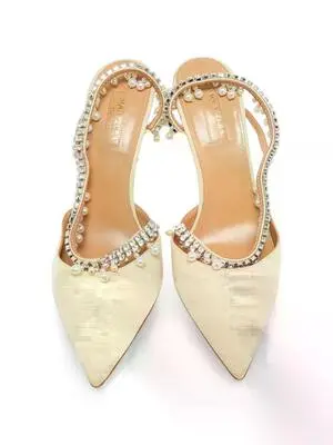 AQUAZZURA Crystal And Pearl Embellished Slingback Pumps