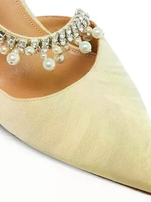 AQUAZZURA Crystal And Pearl Embellished Slingback Pumps
