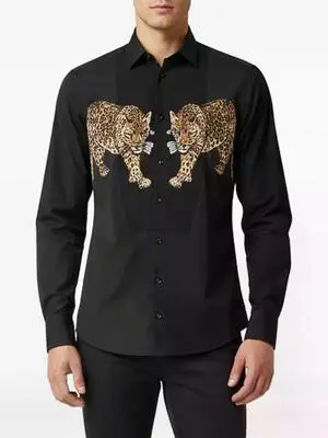 Dolce & Gabbana Leopard-appliqué Tuxedo Shirt