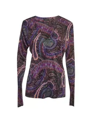 Etro Paisley Print V-neck Long-sleeve T-shirt
