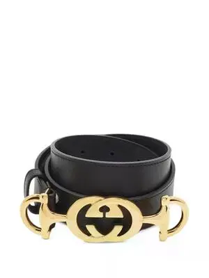 Gucci Zumi Interlocking G Horsebit Belt - Black