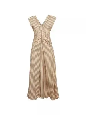 Sandro Striped Ruched Midi Dress