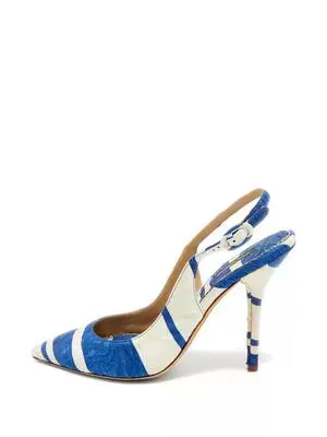 Dolce & Gabbana Brocade Fabric Pointed-toe Slingback Pumps - Blue