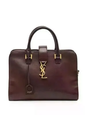 Saint Laurent Small Cabas Monogram Leather Tote Bag - Brown