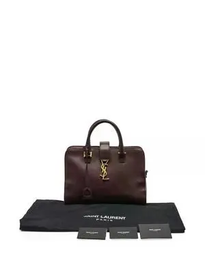 Saint Laurent Small Cabas Monogram Leather Tote Bag - Brown