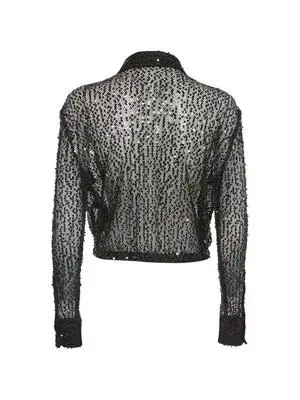 Maje Sequin Embellished Sheer Top
