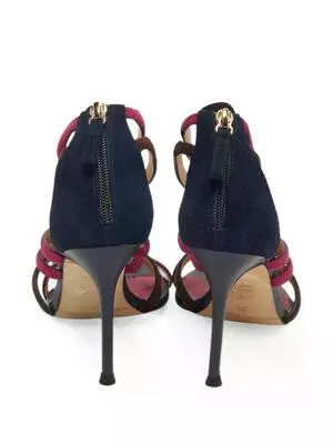Carolina Herrera Strappy Suede Stiletto Sandals - Blue