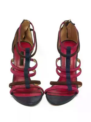 Carolina Herrera Strappy Suede Stiletto Sandals - Blue