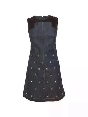 LOUIS VUITTON Corduroy-trimmed Denim Dress - Blue
