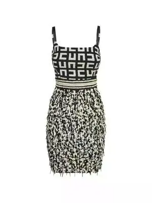 Elisabetta Franchi Monogram Fringed Mini Dress