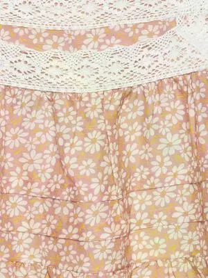 Maje Floral-print Lace-trim Mini Dress