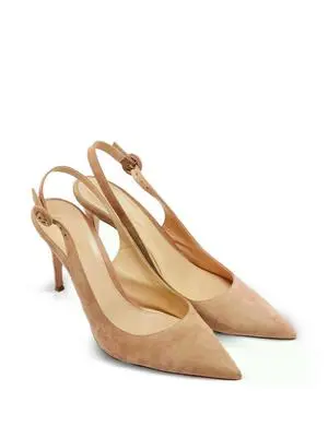 GIANVITO ROSSI Beige Calf Suede Pointed Toe Slingback Pumps
