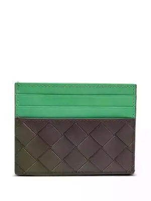 Bottega Veneta Intrecciato Leather Card Holder - Green