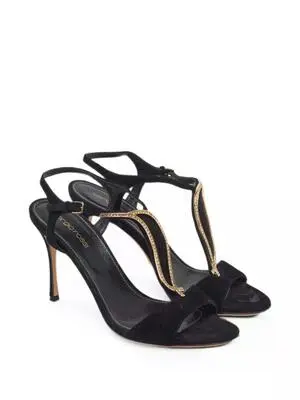 SERGIO ROSSI Embellished T-bar Heeled Sandals