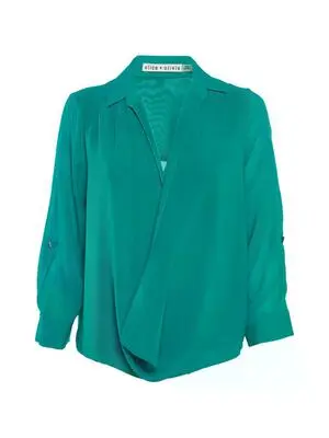 Alice + Olivia Draped Long-sleeve Blouse