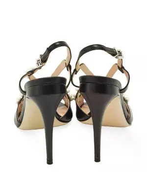 Fendi Faux Pearl-embellished Slingback Stiletto Sandals