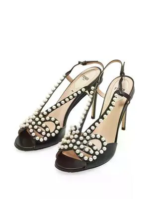 Fendi Faux Pearl-embellished Slingback Stiletto Sandals