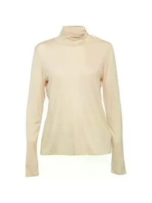 Max Mara Jersey Turtleneck Top With Button Detail