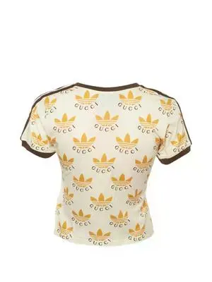Gucci X Adidas Trefoil Print V-neck T-shirt