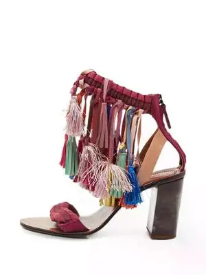 Chloé Rainbow Tassel Sandals - Red