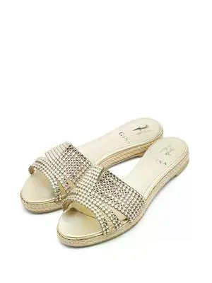 GINA Crystal Embellished Braided Midsole Sandals