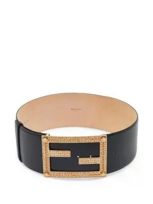 Fendi Crystal-embellished Wide Belt - Black