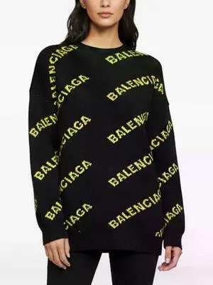 Balenciaga Logo Intarsia Crew Neck Sweater