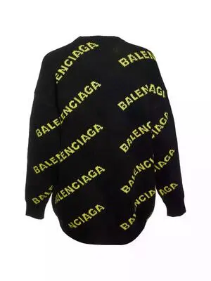 Balenciaga Logo Intarsia Crew Neck Sweater