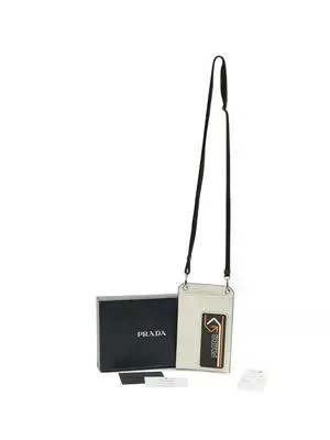 Prada Saffiano Logo Patch Phone Pouch