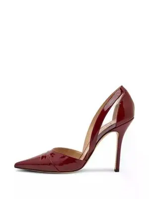 Manolo Blahnik Burgundy Leather Patent D'orsay Pointed-toe Pumps