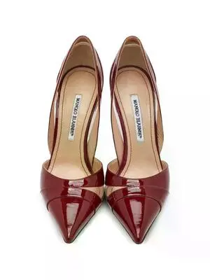 Manolo Blahnik Burgundy Leather Patent D'orsay Pointed-toe Pumps