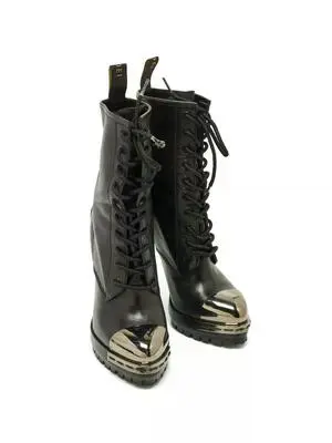 Casadei Platform Ankle Boots With Metal Toe Cap