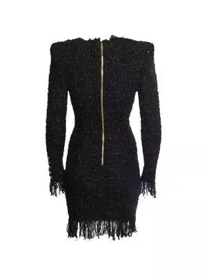 Balmain Bouclé Tweed Fringed Mini Dress