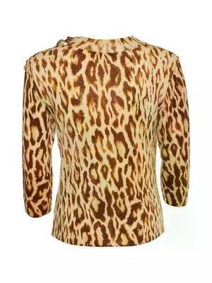 Dior Leopard-print Knotted Mock Neck Top