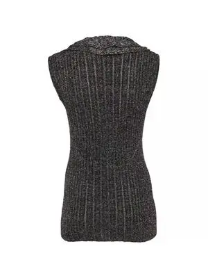 Just Cavalli Ruffled Lace-up Knit Top
