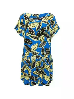Moschino Leaf-print Shirred Mini Dress