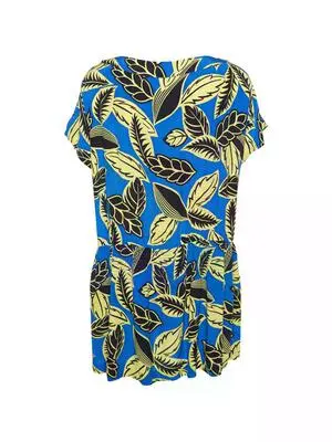 Moschino Leaf-print Shirred Mini Dress