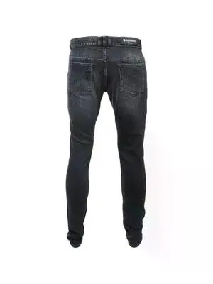 Balmain Crystal-embellished Distressed Jeans