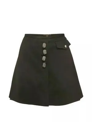 LOUIS VUITTON Wool Wrap Mini Skirt With Sculptural Button Detail