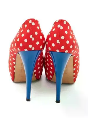 GINA Peep-toe Stiletto Pumps With Polka-dot Print - Red