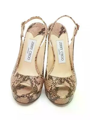 JIMMY CHOO Nova Python-embossed Slingback Pumps - Neutrals