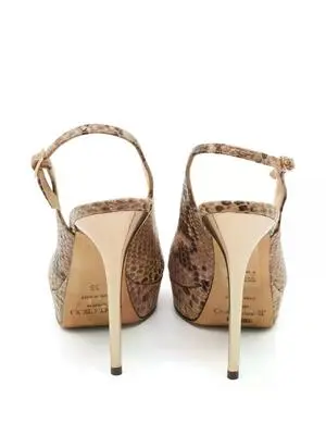 JIMMY CHOO Nova Python-embossed Slingback Pumps - Neutrals
