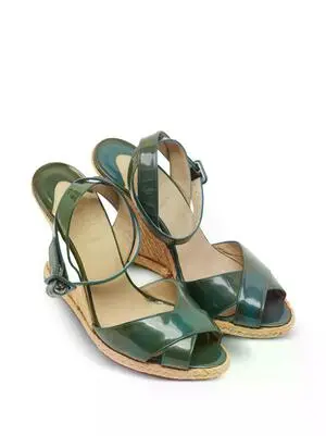 CHRISTIAN LOUBOUTIN Patent Leather Espadrille Wedge Sandals