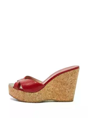JIMMY CHOO Leather Wedge Sandals