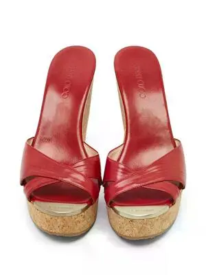 JIMMY CHOO Leather Wedge Sandals