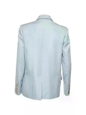 Balmain Wool Double-breasted Blazer - Blue