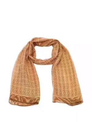 Roberto Cavalli Logo-print Silk Scarf - Brown