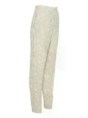 Giorgio Armani Beige Floral-jacquard Tailored Trousers